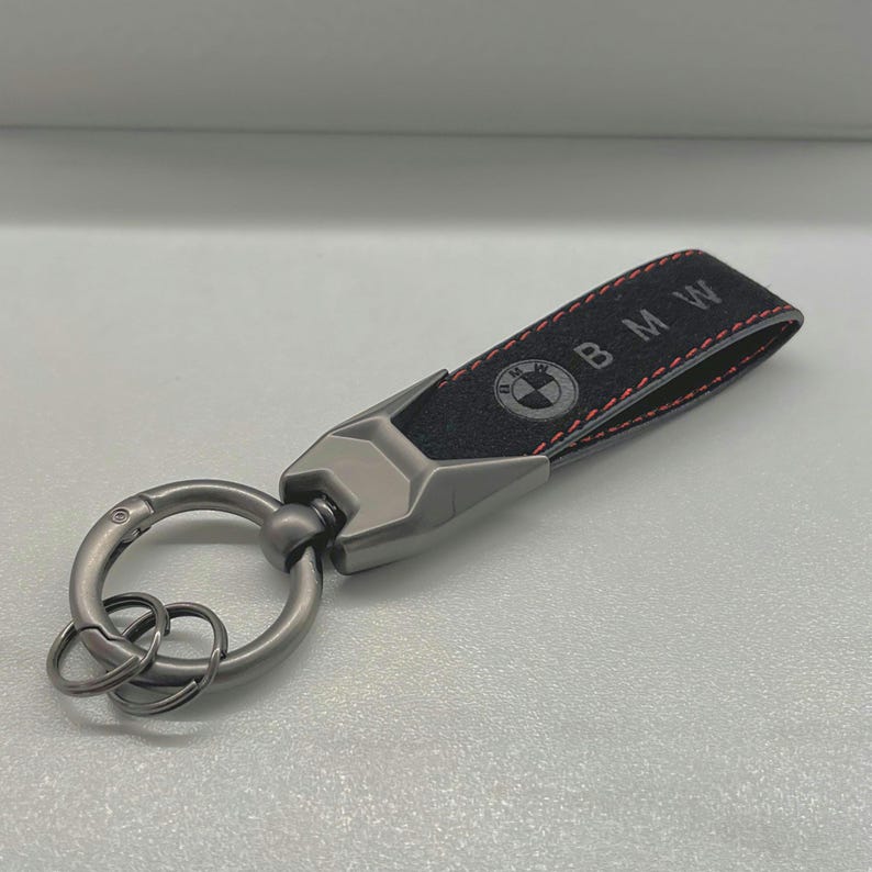 Bmw Keychain With Bmw Logo. Alcantara Leather With Red Stitching. High ...