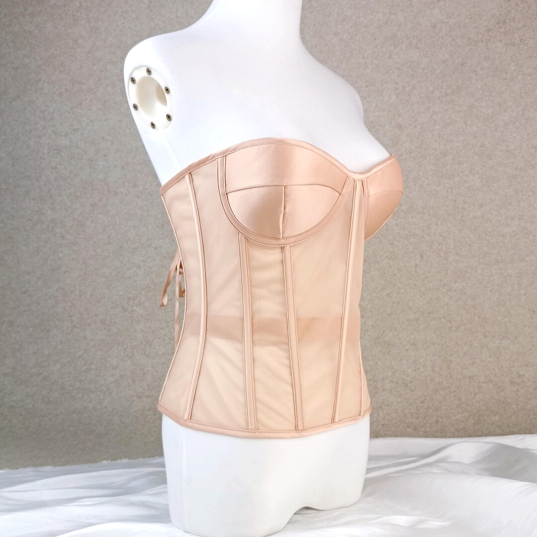 Bridal Bustier Corset, Transparent Mesh Corset Top, Sheer Bustier ...