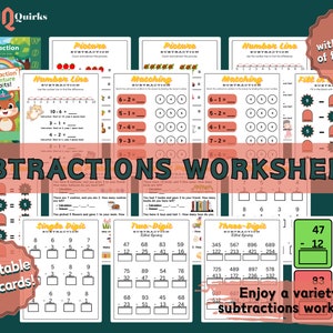 Subtraction Worksheet Printable One Digit, Two Digits, Three Digits ...