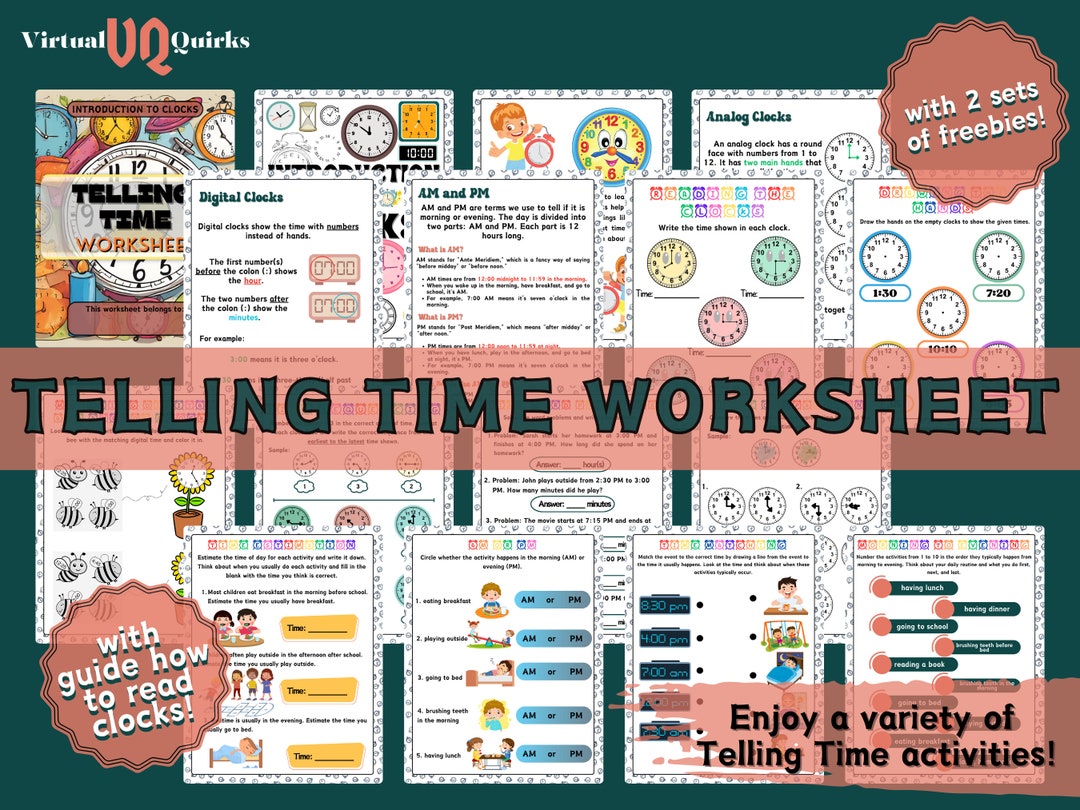 Telling Time Worksheet for Kids Printable | Introduction to Clocks ...