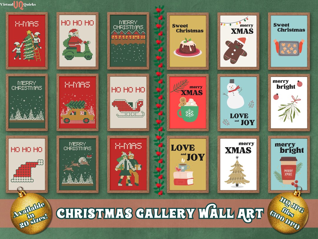 Christmas Gallery Wall Art Printable Holiday Prints Pixels Simple ...