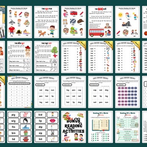 CVC Words Busy Book Printable Flashcards Phonics Word Hunt Puzzle Bingo ...