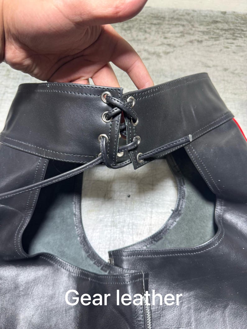 Black Leather Chaps With Red Strips Men Genuine Cow Leather Motorcycle ...