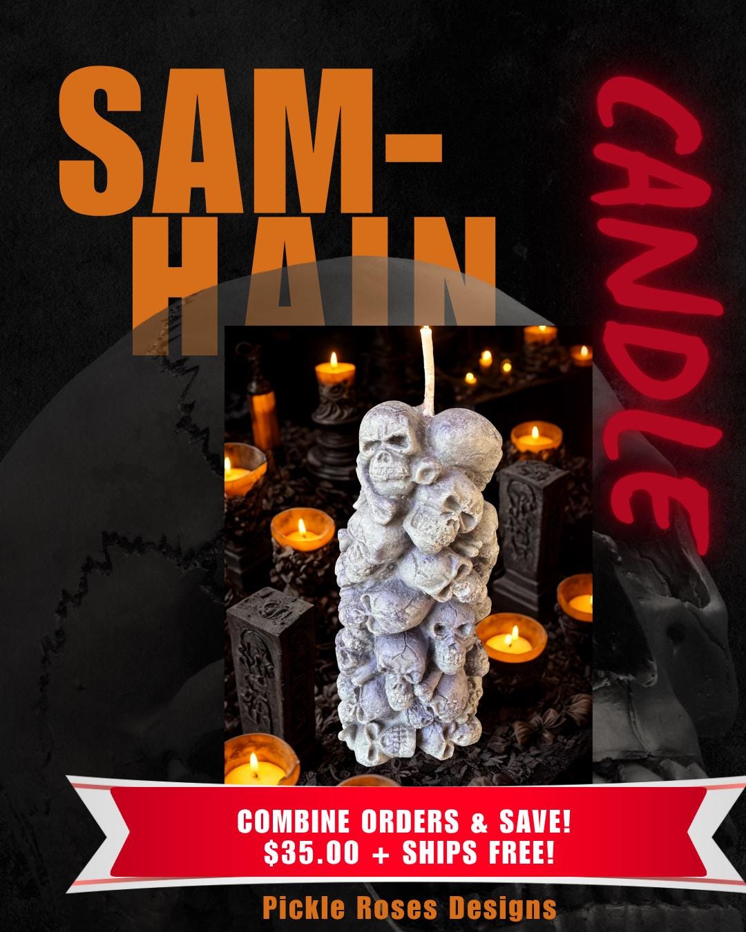 Skull Candle, Samhain Candle, Pillar Candle - Etsy