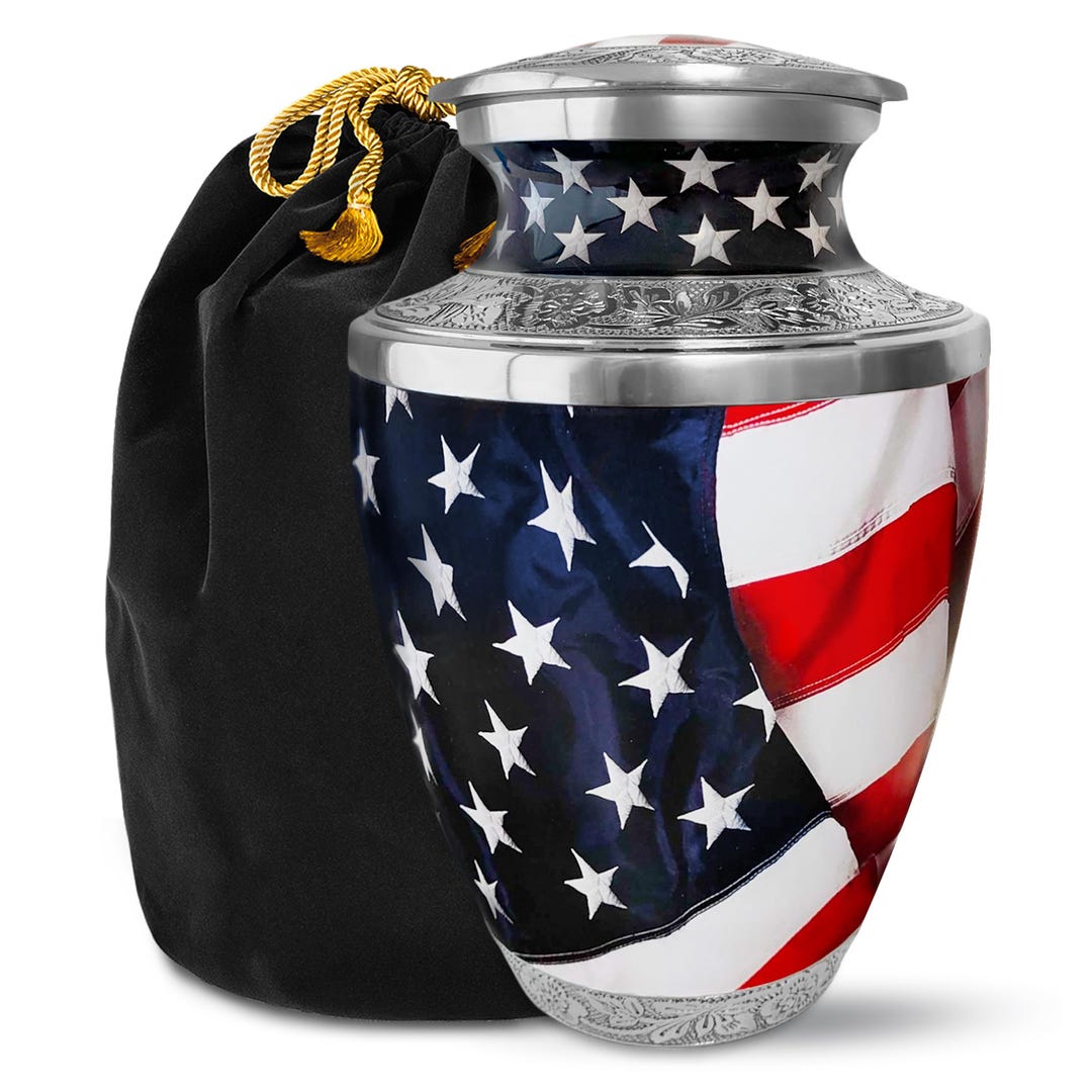 American Flag Cremation Urn – Patriotic Tribute, Veteran Memorial (200 ...