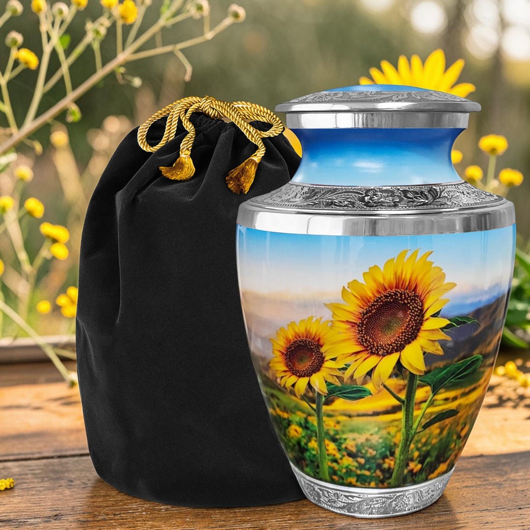 Sunflower Cremation Urn for Ashes, Adult Memorial Urn for Human Ashes ...
