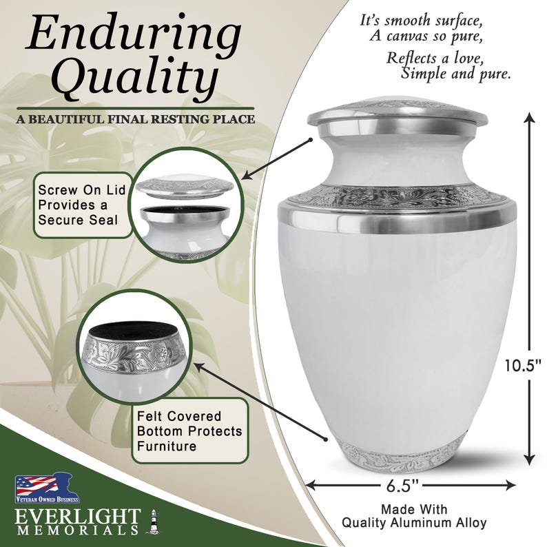 Grecian Classic White Large Cremation Urn for Human Ashes. for Woman or ...