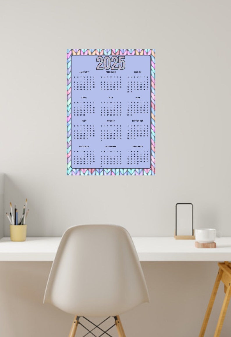 2025 Digital Download: 12-month Printable Calendar, Year at a Glance ...