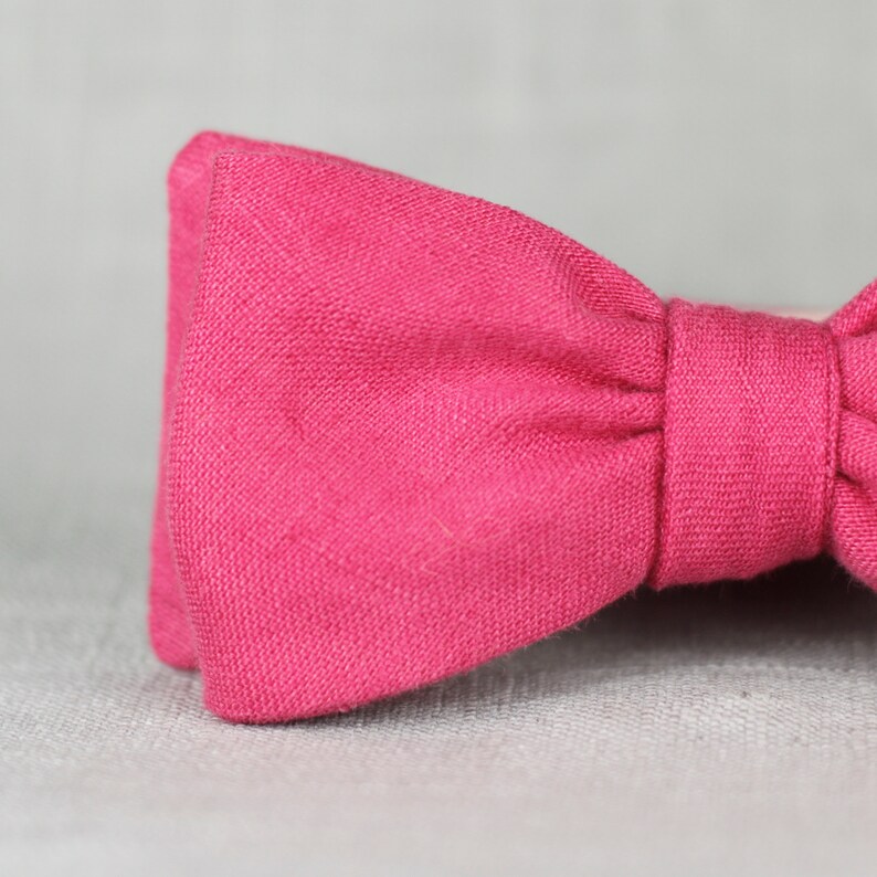 Linen Magenta Bow Tie // Self Tie Bow Tie for Men and Women // - Etsy