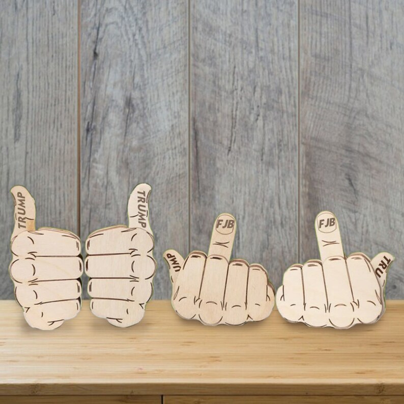 New Thumbs up and Middle Finger Trump & Biden, Home Decor, FJB, Trump ...