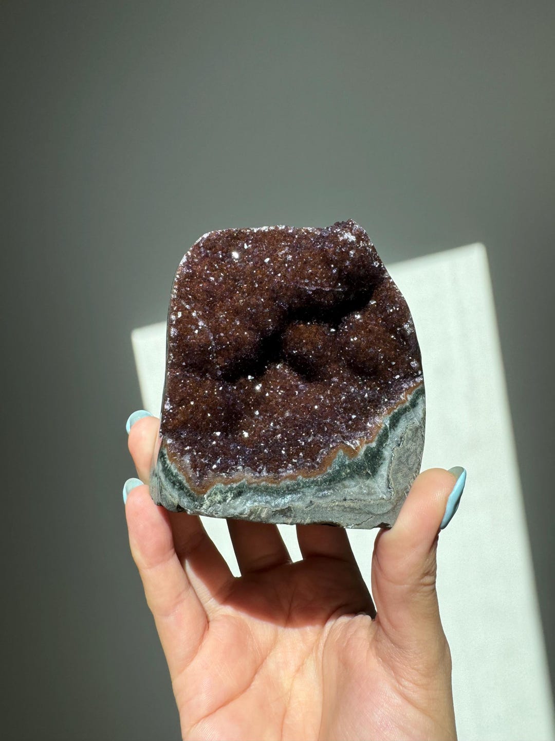 Deep Red Rainbow Amethyst Cutbase - AAA Crystals - Bubble Druzy ...