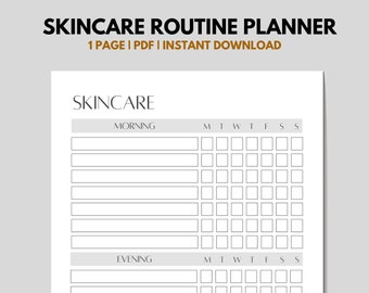 Printable Skincare Routine Planner | Skincare Checklist | Skincare ...