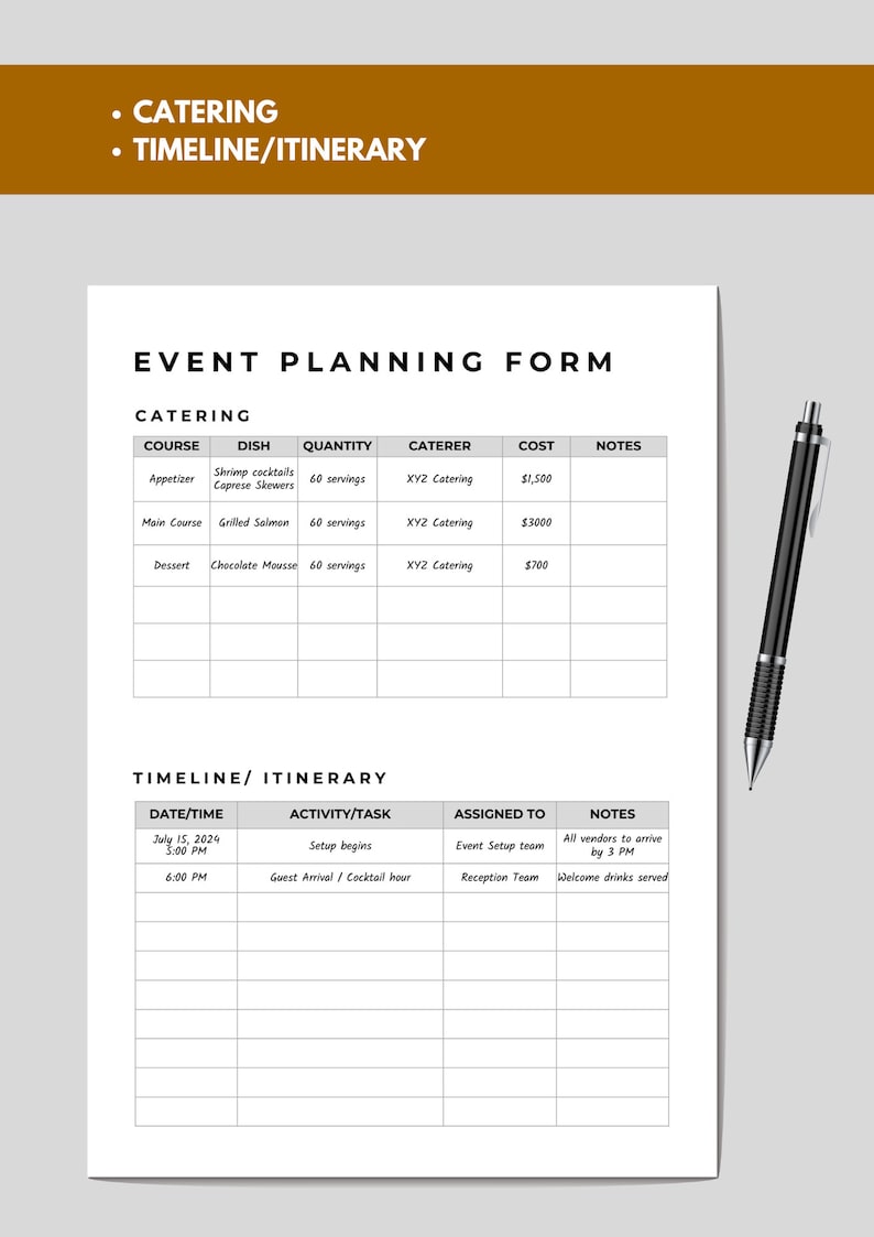 Event Planning Checklist Form, Party Planner, Birthday Planner, Wedding ...