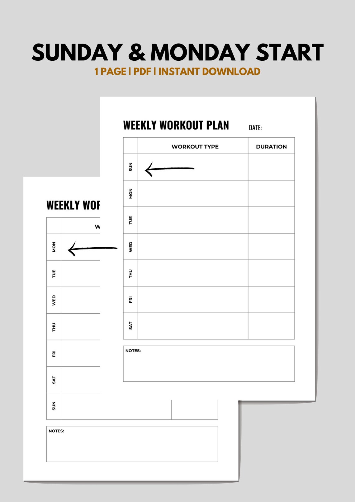 Weekly Workout Planner Printable Exercise Planner Template Productivity ...