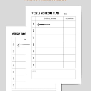 Weekly Workout Planner Printable Exercise Planner Template Productivity ...