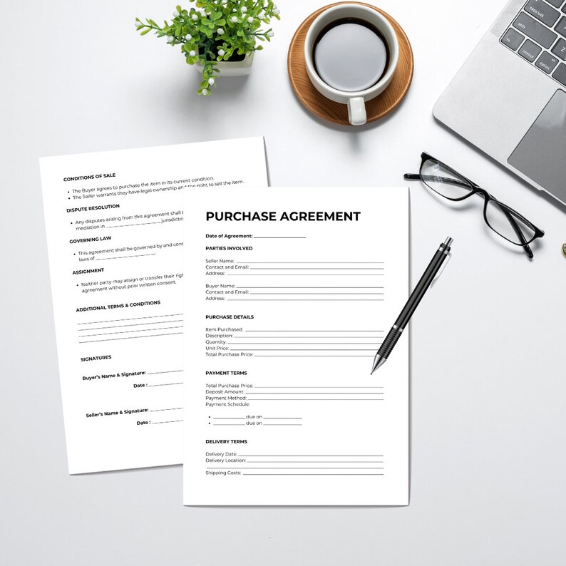 Purchase Agreement Form, Purchase Contract Template, Sale Agreement ...