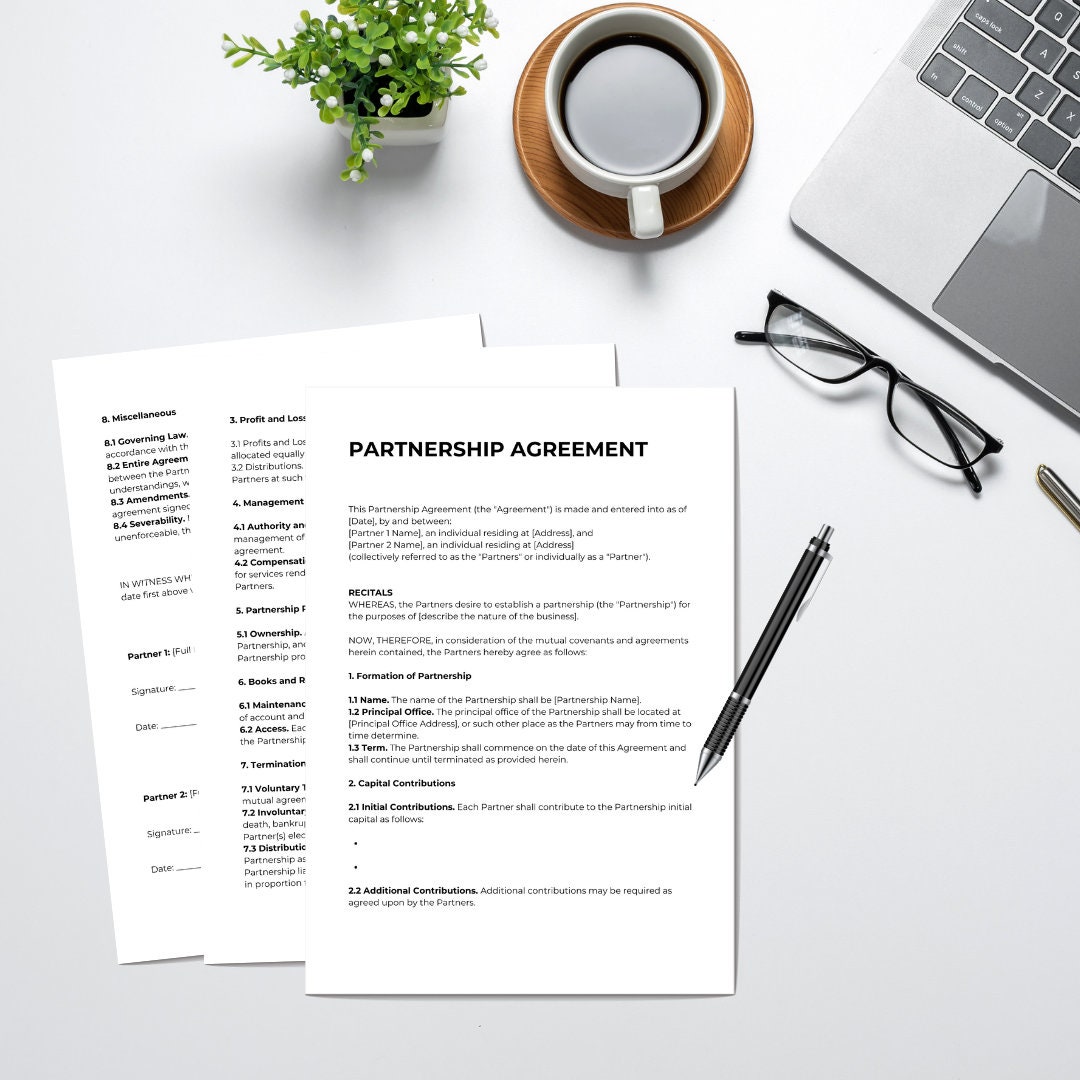 Partnership Agreement Template Form, Business Partner Contract ...