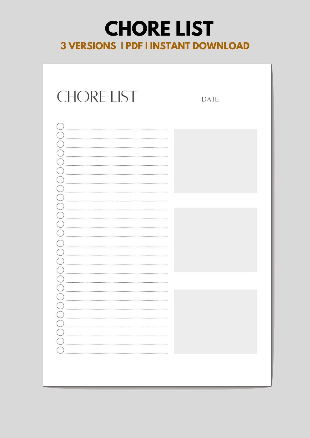 Chore List Template, Daily Task List Planner, to Do List Template ...