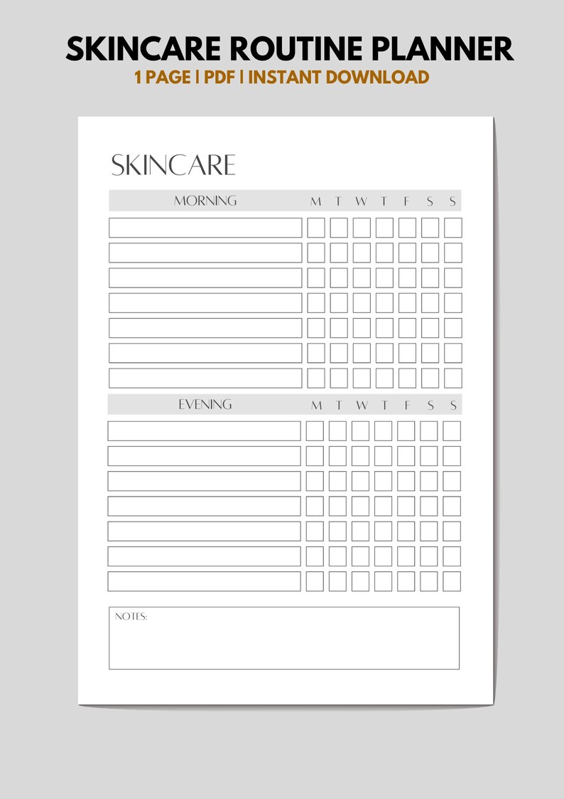 Skincare Routine Planner Template, Weekly Skincare Journal Checklist ...