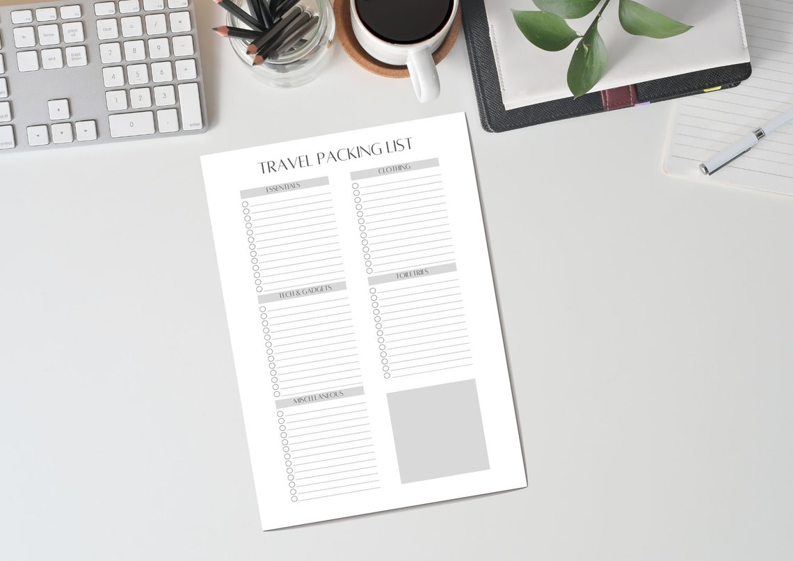 Travel Packing List Printable Template, Vacation and Trip Planner ...