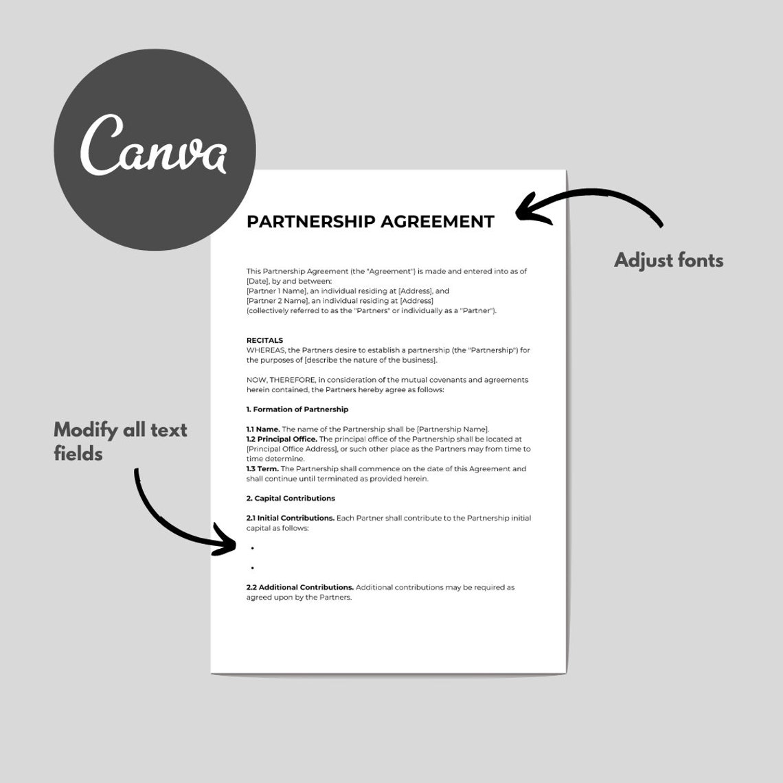 Partnership Agreement Template Form, Business Partner Contract ...