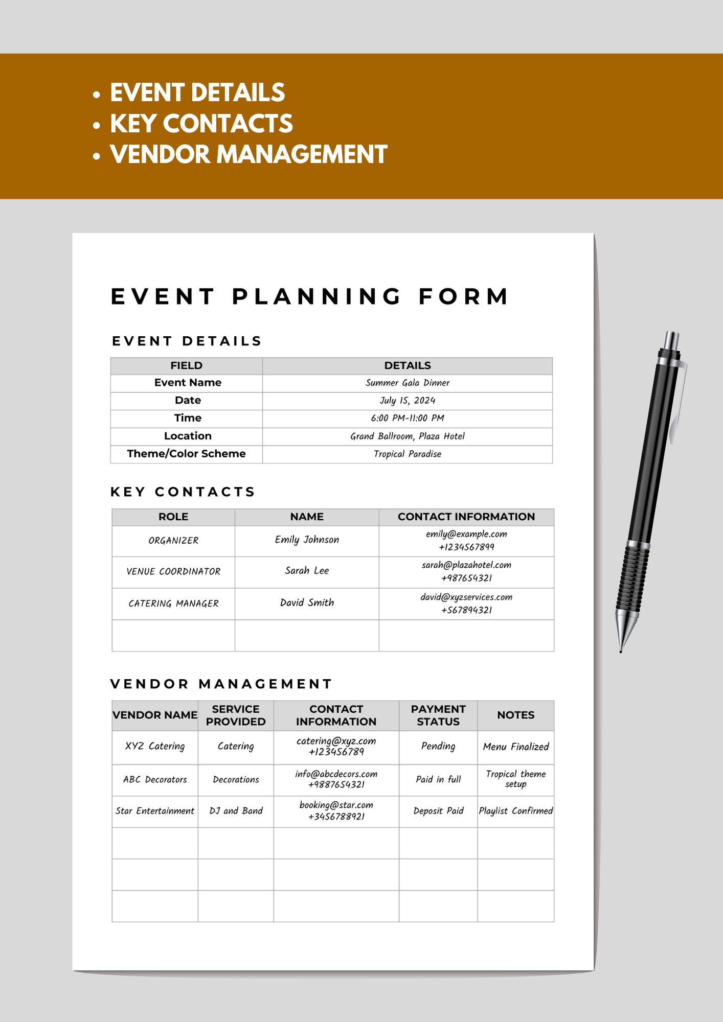 Event Planning Checklist Form, Party Planner, Birthday Planner, Wedding ...