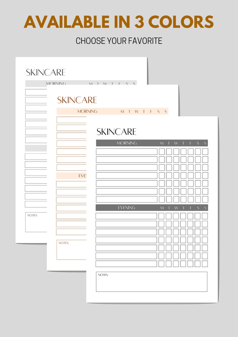Skincare Routine Planner Template, Weekly Skincare Journal Checklist ...