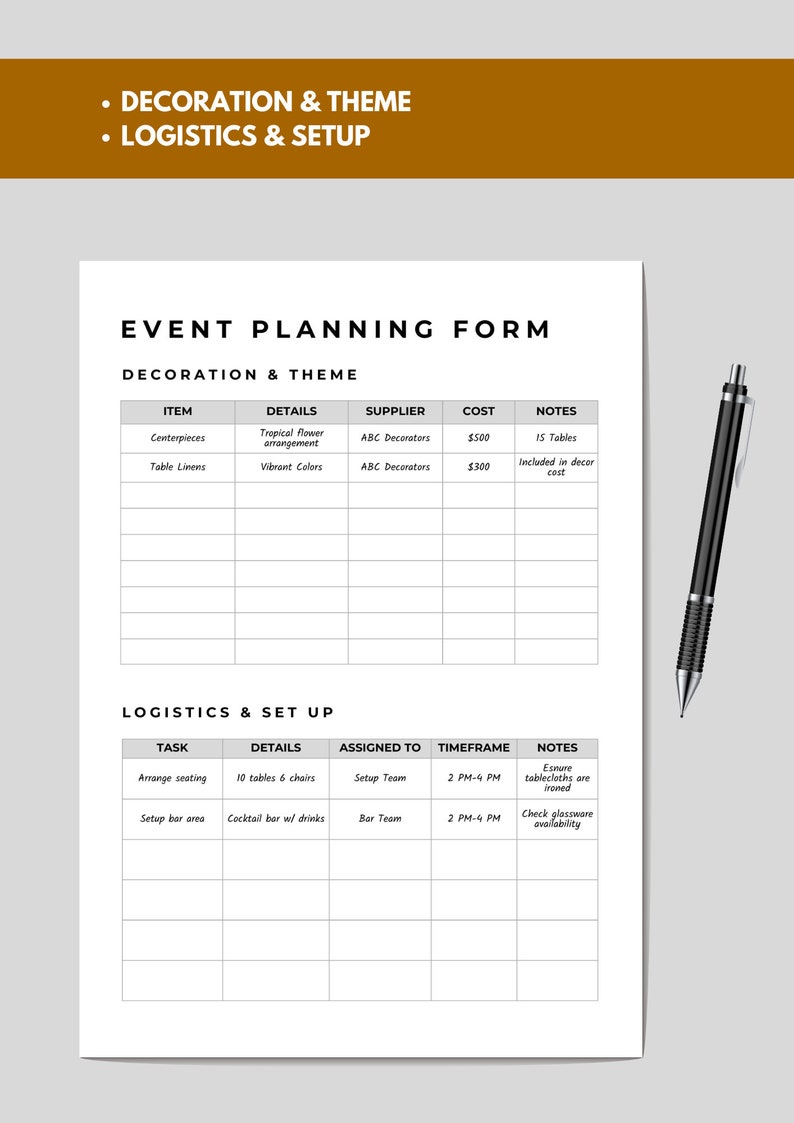 Event Planning Checklist Form, Party Planner, Birthday Planner, Wedding ...