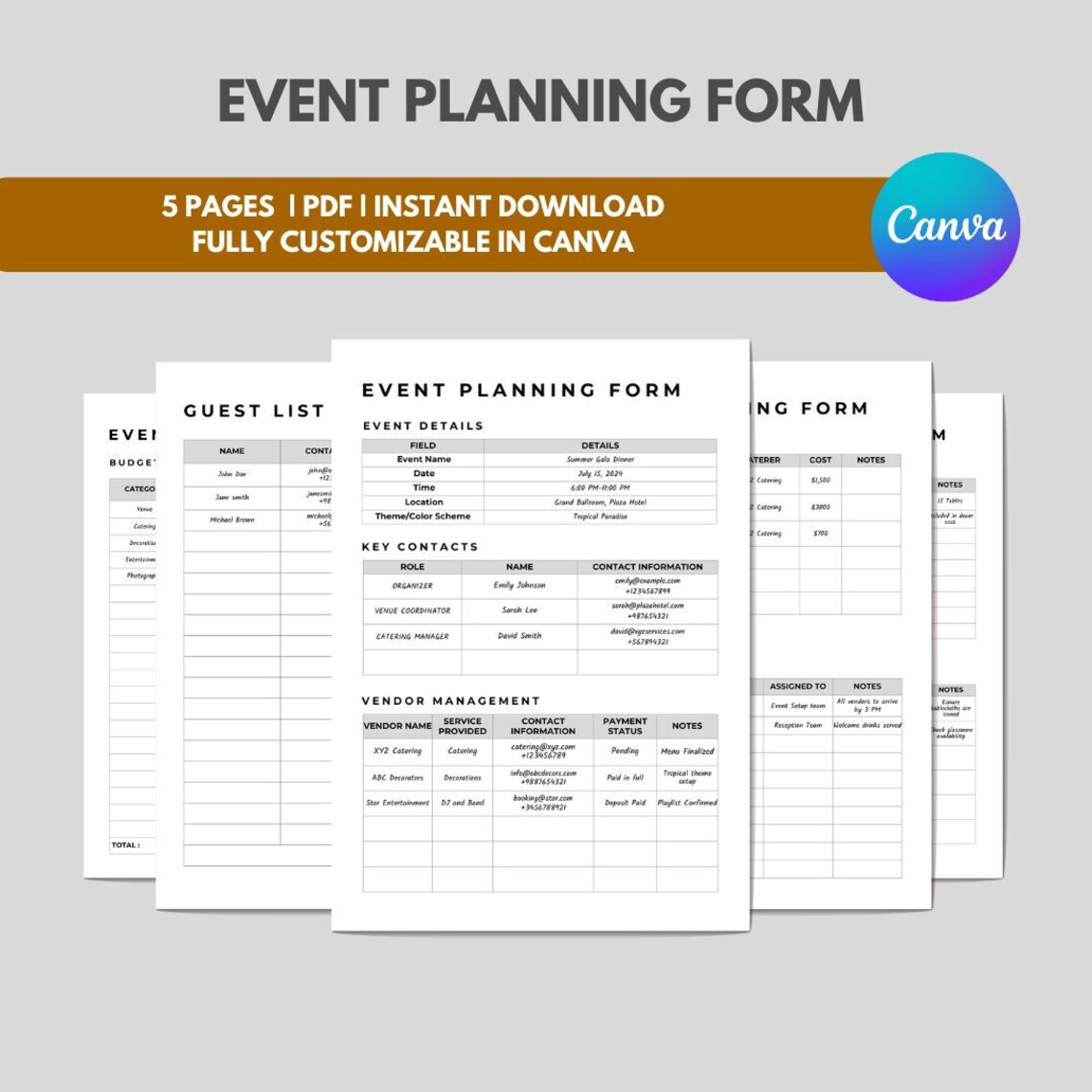 Event Planning Checklist Form, Party Planner, Birthday Planner, Wedding ...