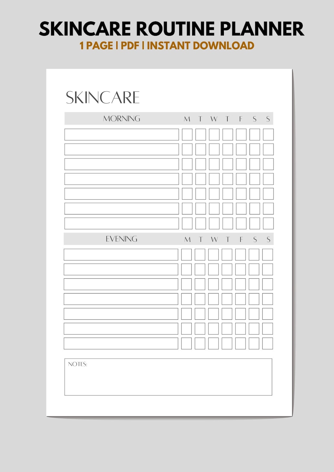 Skincare Routine Planner Template, Weekly Skincare Journal Checklist ...