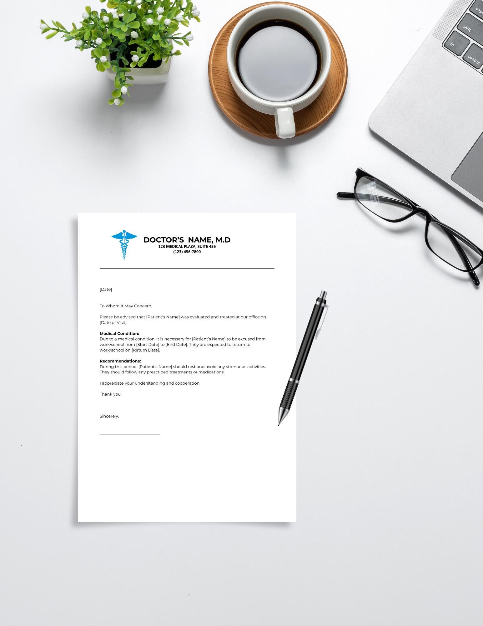 Doctor Excuse Note Template, Editable Doctor Note for School or Work ...