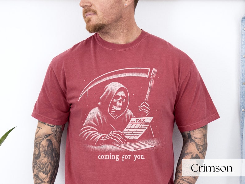 Death & Taxes Grim Reaper Shirt, Gift for Accountant, Goth Grunge Shirt ...
