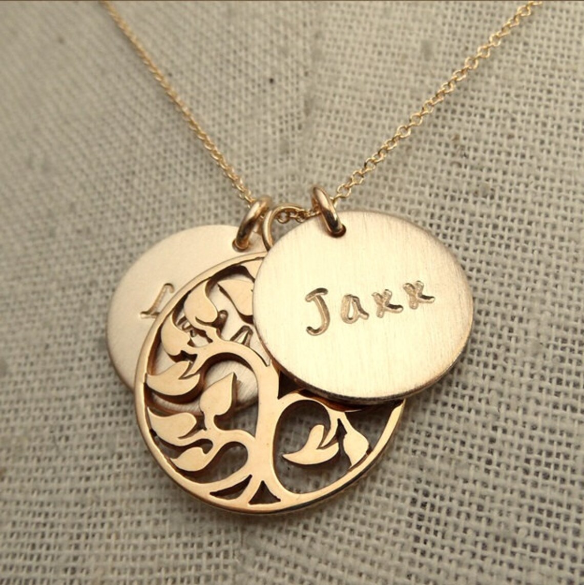 Gold Family Necklace Family Tree Necklace Gold Name Charms - Etsy