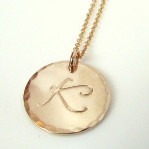 Custom Gold Letter Necklace, Script Initial Charm, 14K Gold Filled ...
