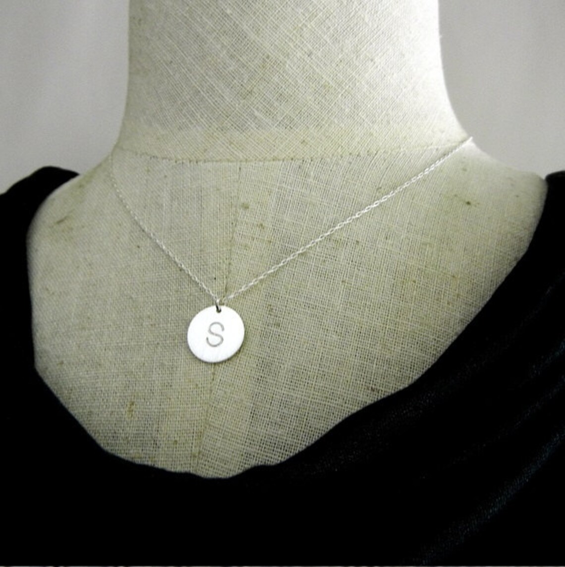 Silver Initial Necklace Silver Letter Necklace Simple - Etsy
