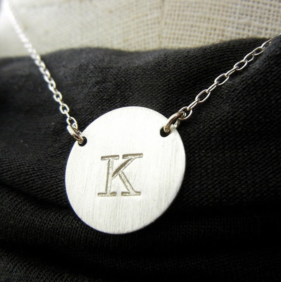 Initial Necklace, Two Linked Chain Hand Stamped Personalized Letter ...