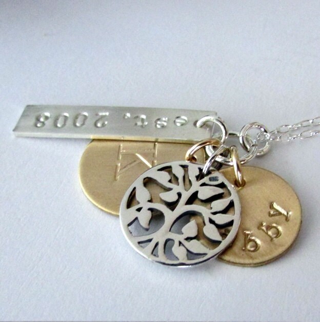 Family Tree Necklace Personalized Family Mixed Metal Sterling | Etsy