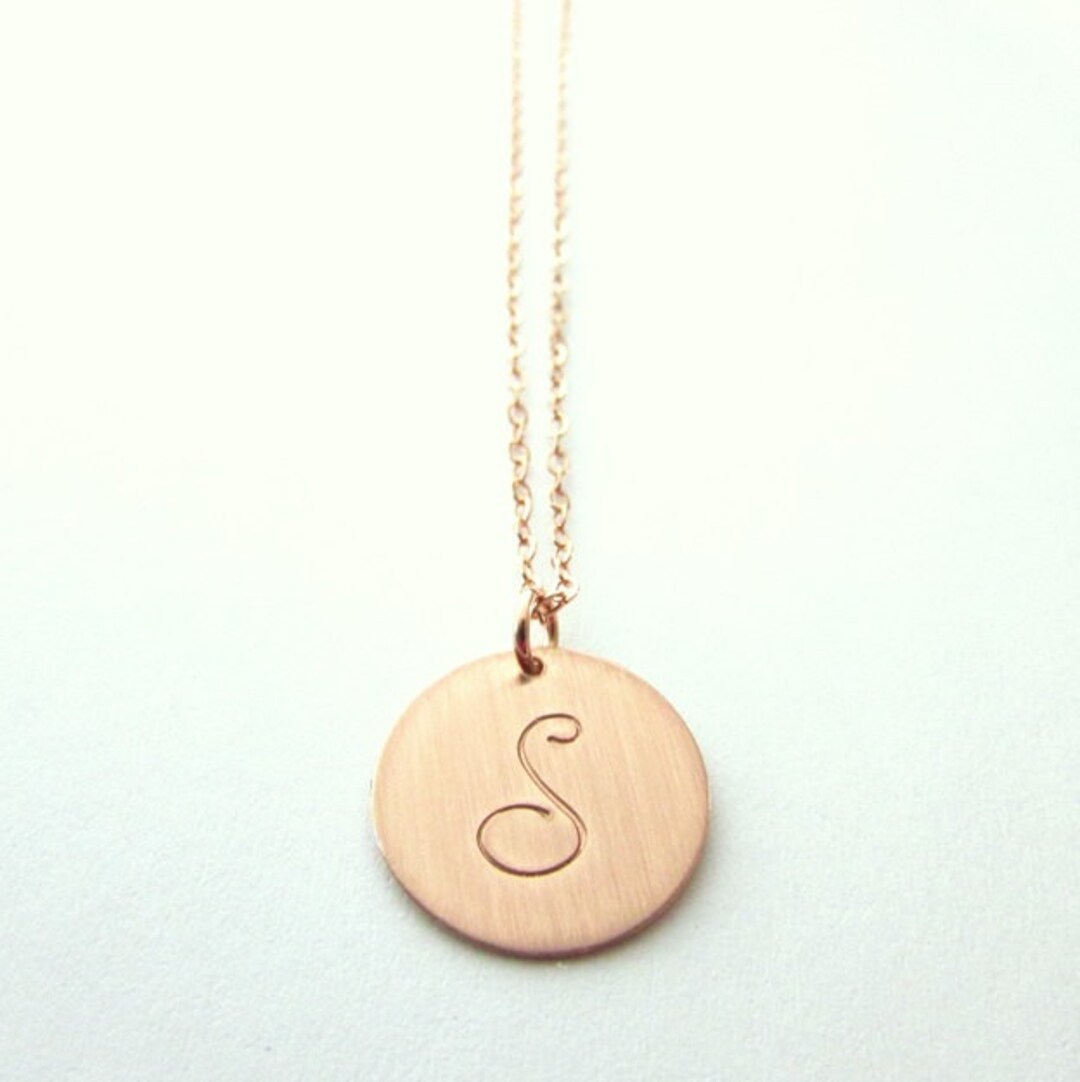 Rose Gold Letter Necklace | Rose Gold Cursive Initial Necklace ...