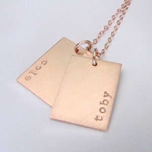 Rose Gold Tag Necklace Gold Name Tag Necklace Gold Dogtag Necklace Rose ...