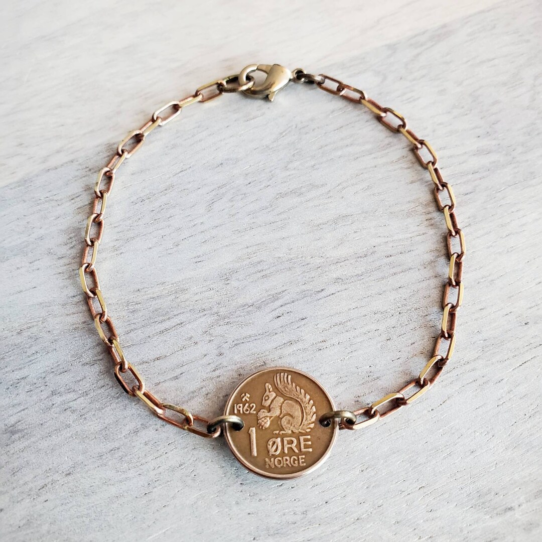Squirrel Bracelet, Crown Coin, Norway Squirrel With Acorn Ore, Brass ...