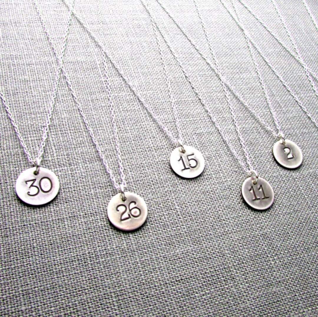Silver Number Necklace | Jersey Number Silver Charm | Rustic Charm ...