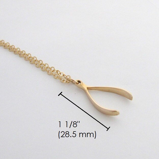 Wishbone Necklace Gold Bronze Wish Bone Charm 14K Gold | Etsy