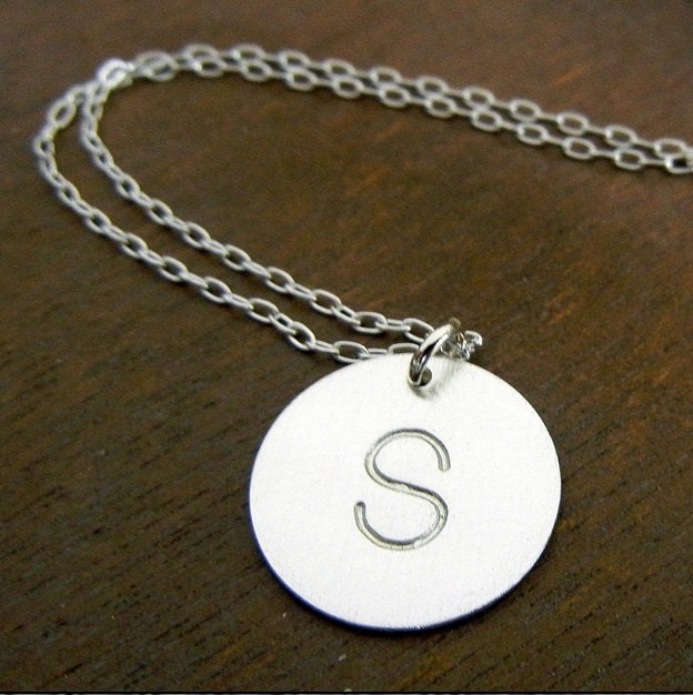 Silver Initial Necklace Silver Letter Necklace Simple - Etsy