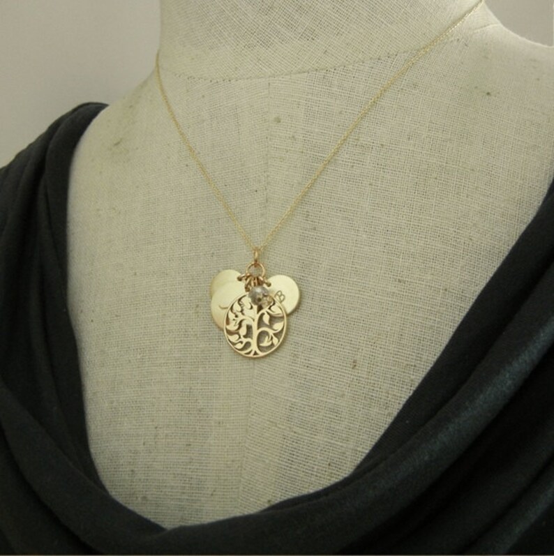 Family Tree Necklace Gold Bronze Family Tree Charm - Etsy