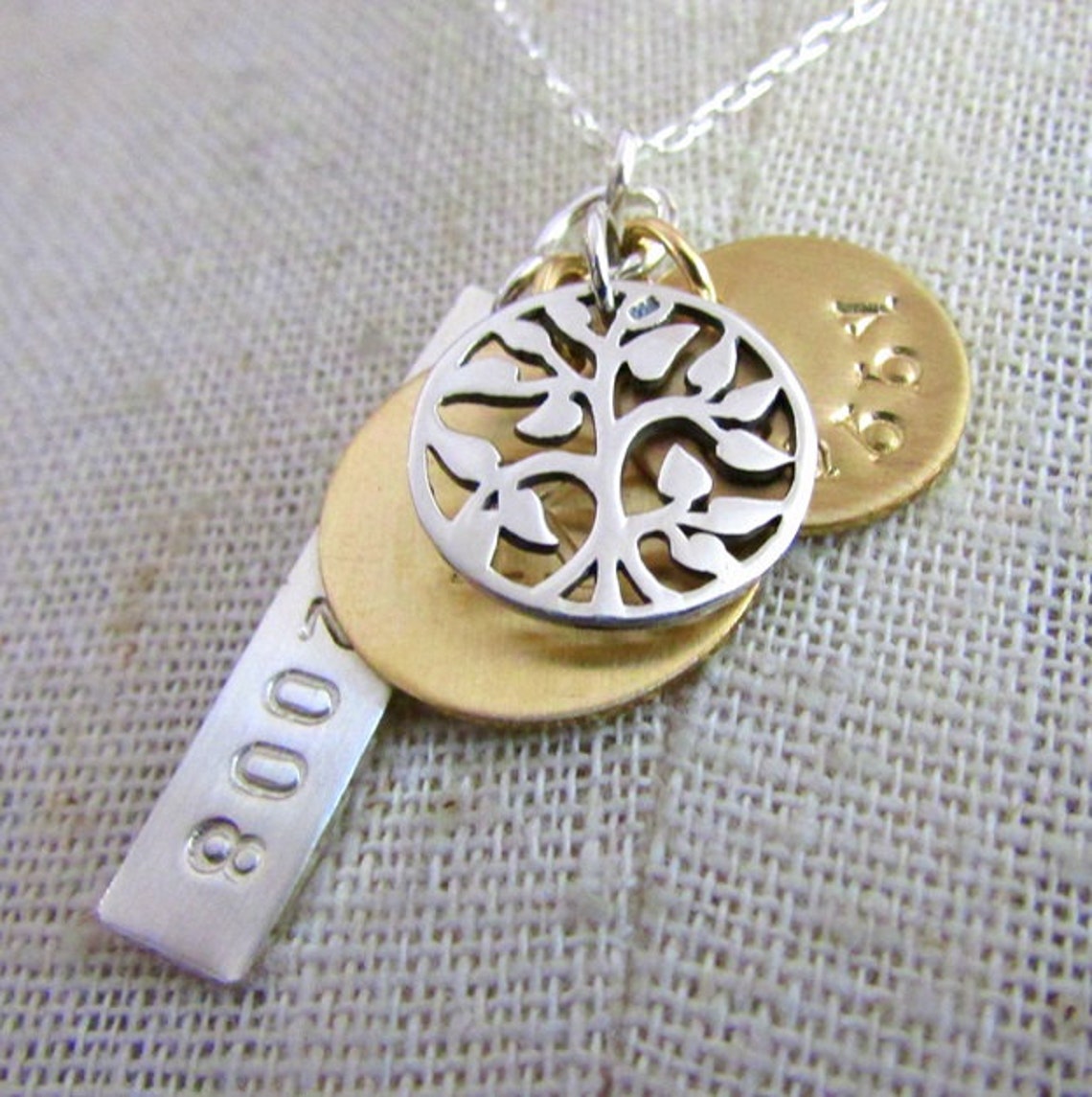 Family Tree Necklace Personalized Family Mixed Metal Sterling - Etsy