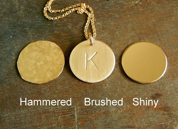 Gold Initial Necklace, Gold Letter Charm Jewelry, Hand Stamped ...