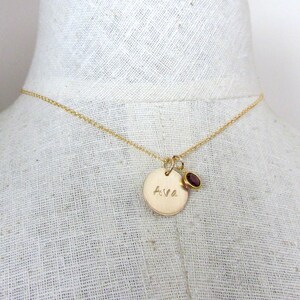 Name Necklace With Birthstone, Birthstone and Name Necklace, Gold Name ...
