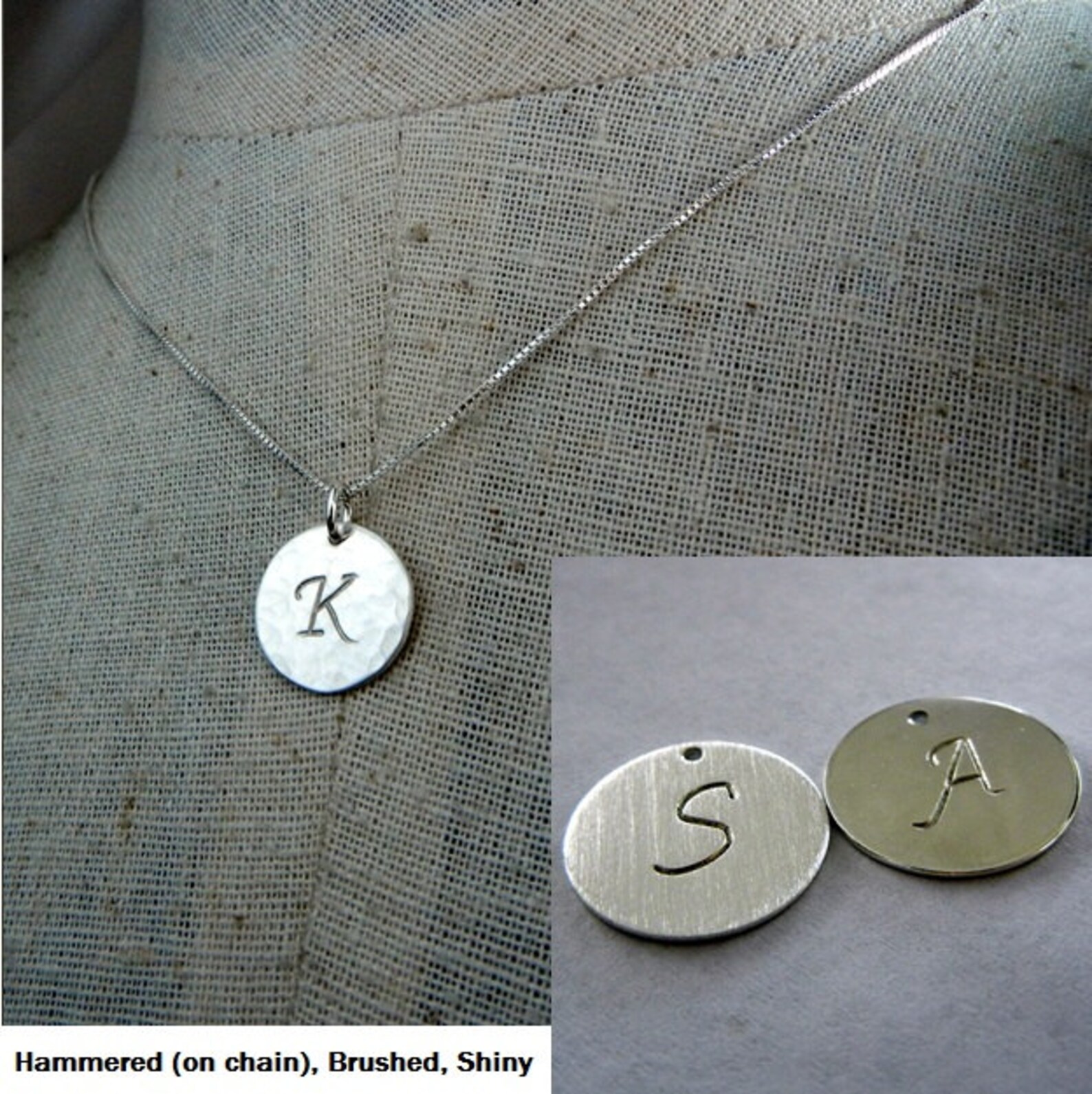 Silver Initial Necklace Sterling Silver .925 Letter | Etsy