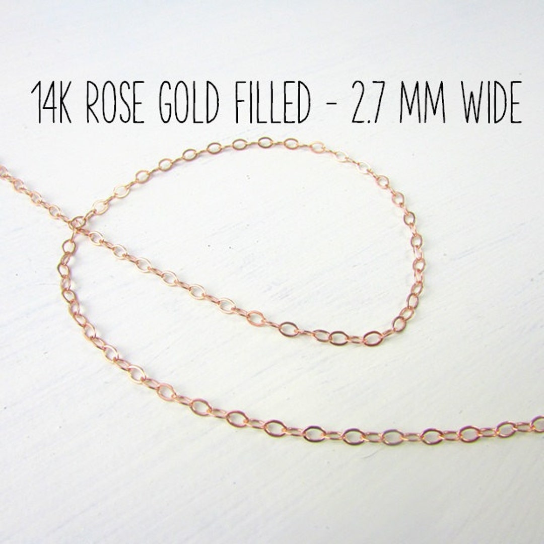 Rose Gold Chain | 14K Rose Gold Filled Cable Chain | 16, 18, 20, 24, 30 ...
