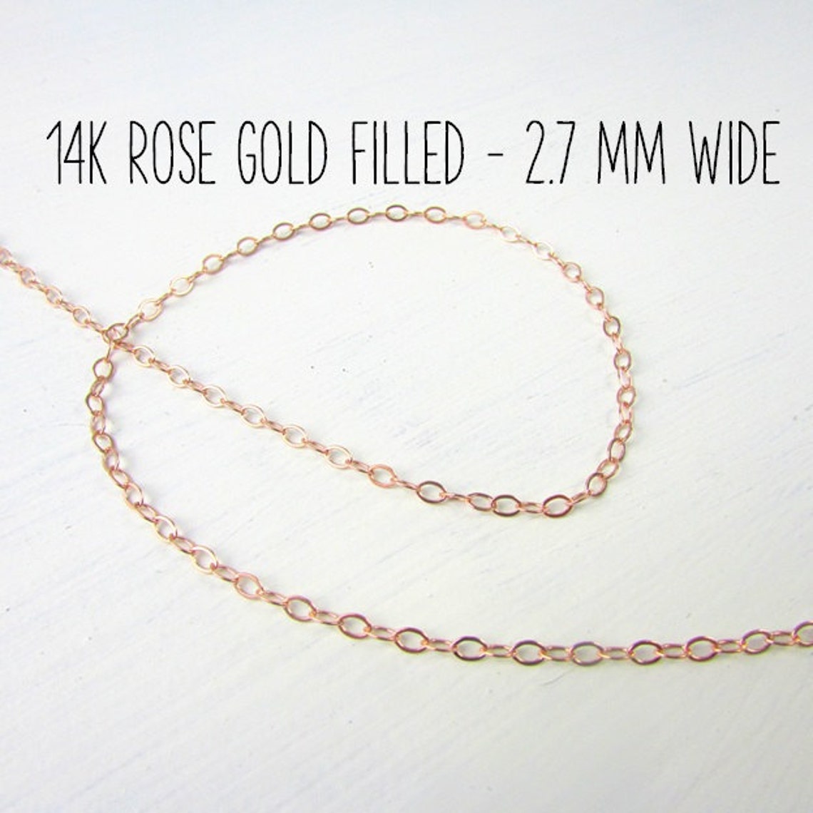 Rose Gold Chain | 14K Rose Gold Filled Cable Chain | 16, 18, 20, 24, 30 ...